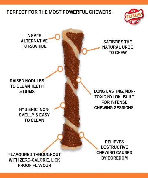 Nylabone Extreme Pork Hide Bone Bacon & Peanut Butter Dog Chewing Toy ...