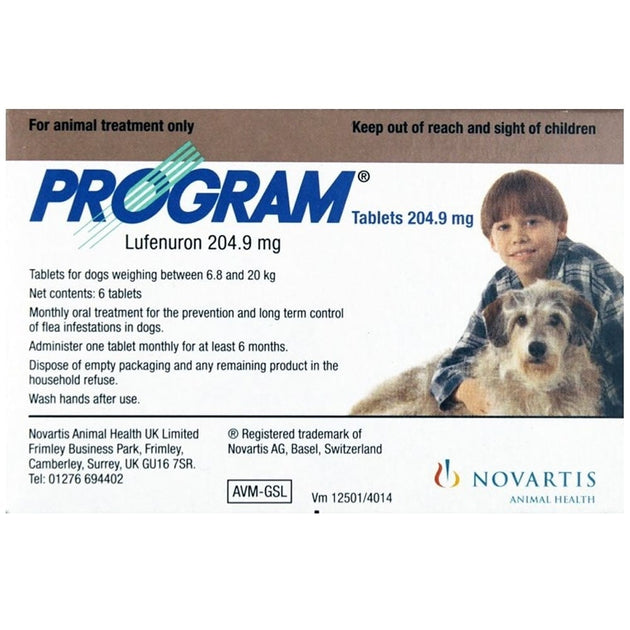 PROGRAM TABLETS 6.-20KG (204.9MG) 6'S FLEA TREATMENT for Dog – The Pet ...