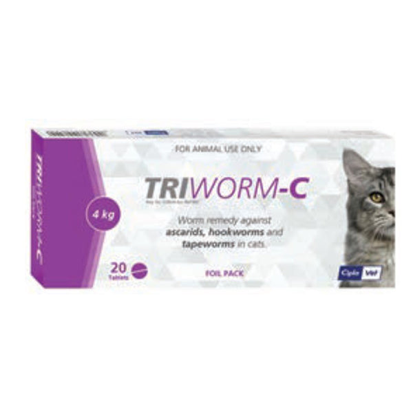 Triworm-C Foil Pack Tablets for Cats 20'S – The Pet & Tack Shop